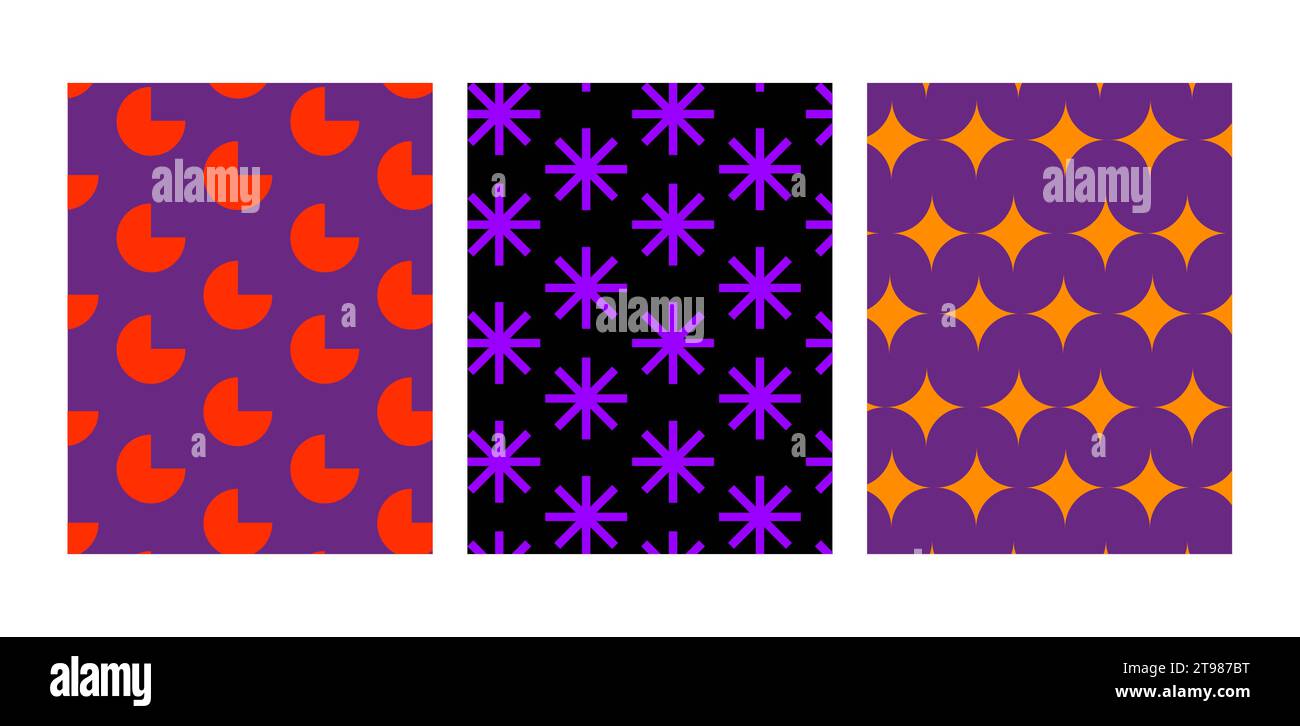 Brutalist posters set with seamless patterns of abstract geometric ...