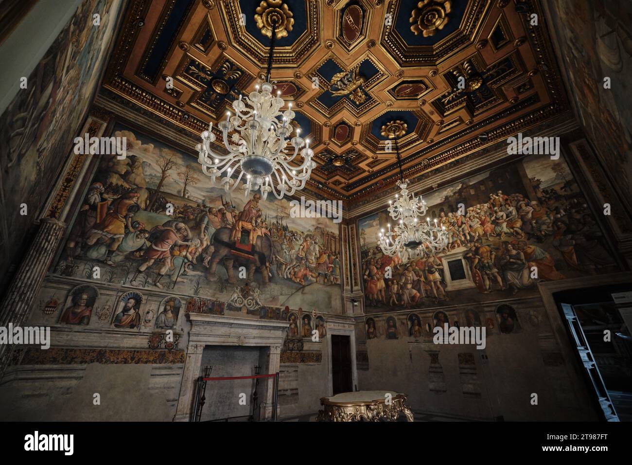 Rome, Italy - October 29 2023: fragment of ceiling with Lupa Capitolina ...
