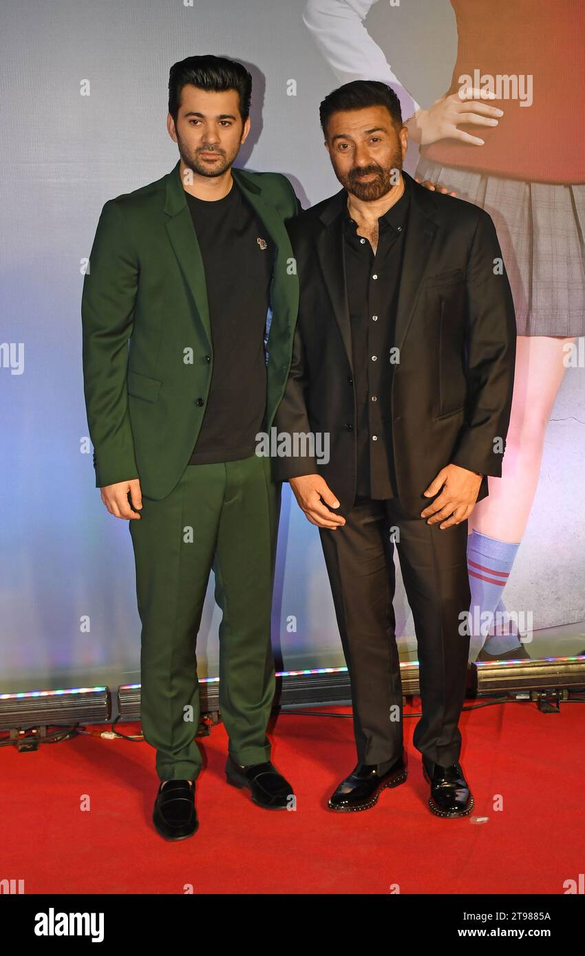 Mumbai, India. 22nd Nov, 2023. L-R Bollywood actor Karan Deol and his ...