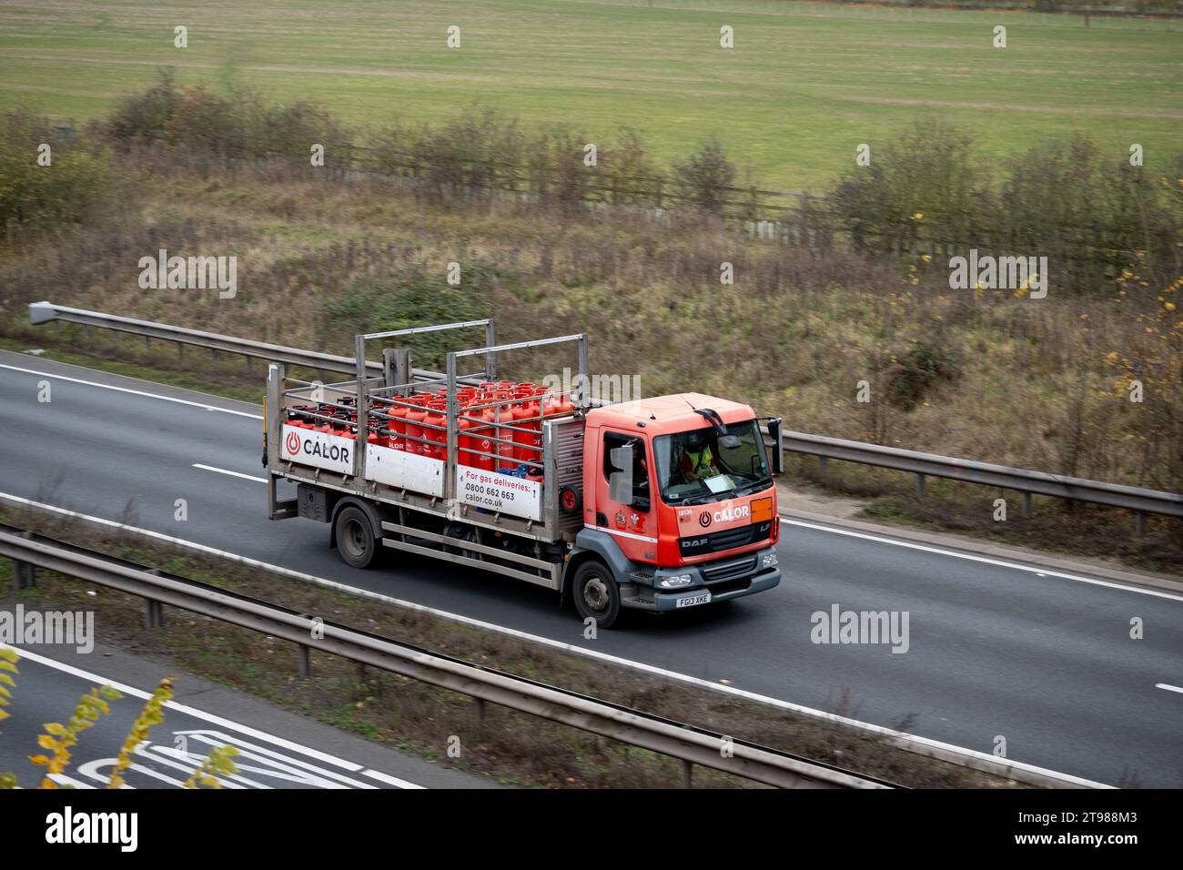 Calor Gas lorry on the A46 road, Warwick, UK Stock Photo - Alamy