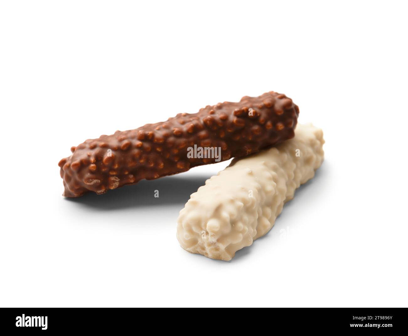 Chocolate bars in white and milk chocolate with crispy wafers and ...