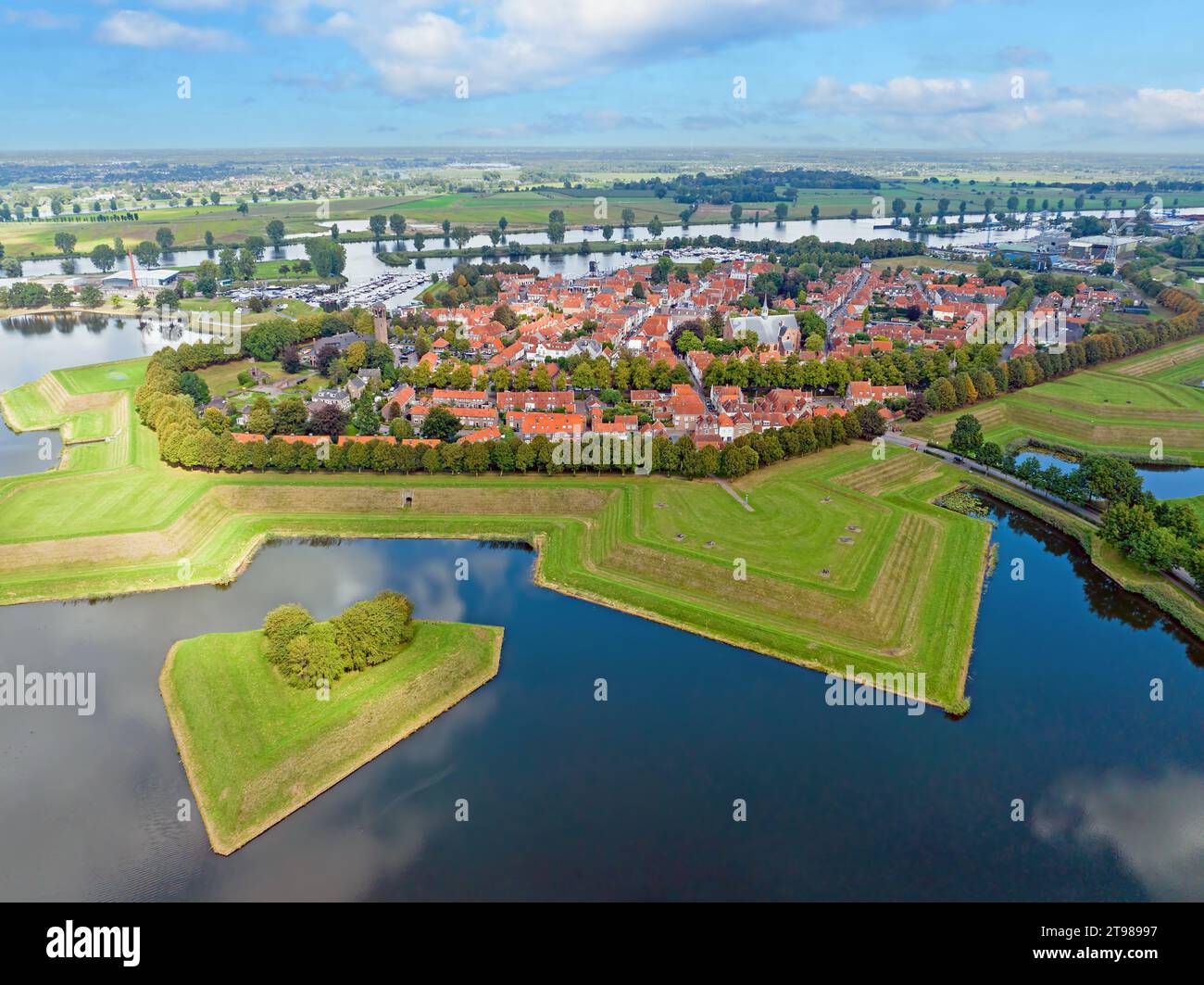 Aerial from the medieval city Heusden in the Netherlands Stock Photo ...
