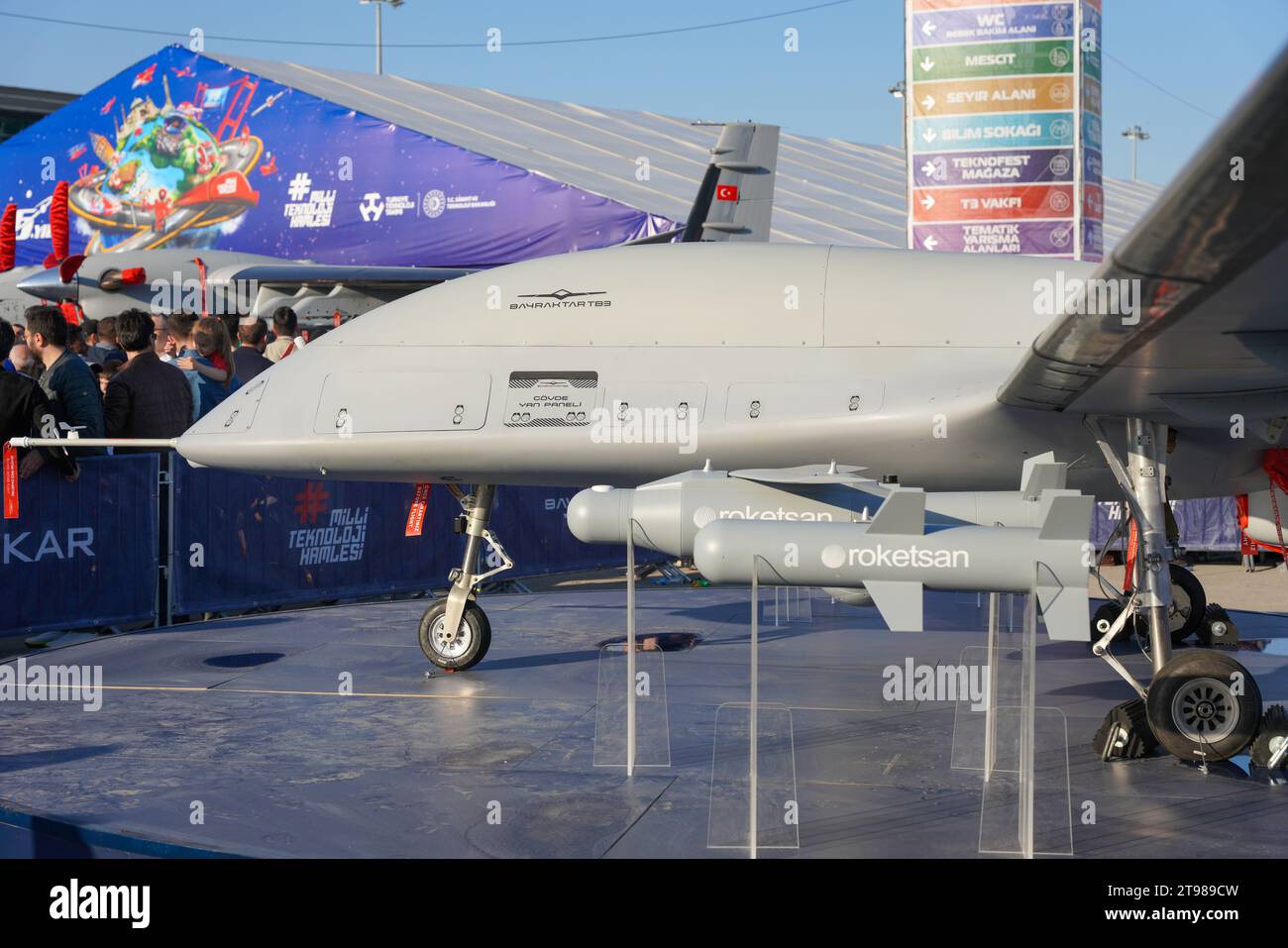 ISTANBUL, TURKIYE - MAY 01, 2023: Baykar Bayraktar TB3 display in ...