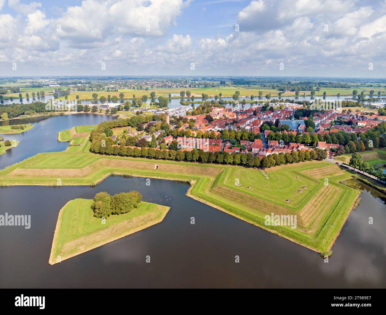 Aerial from the historical city Heusden in the Netherlands Stock Photo ...