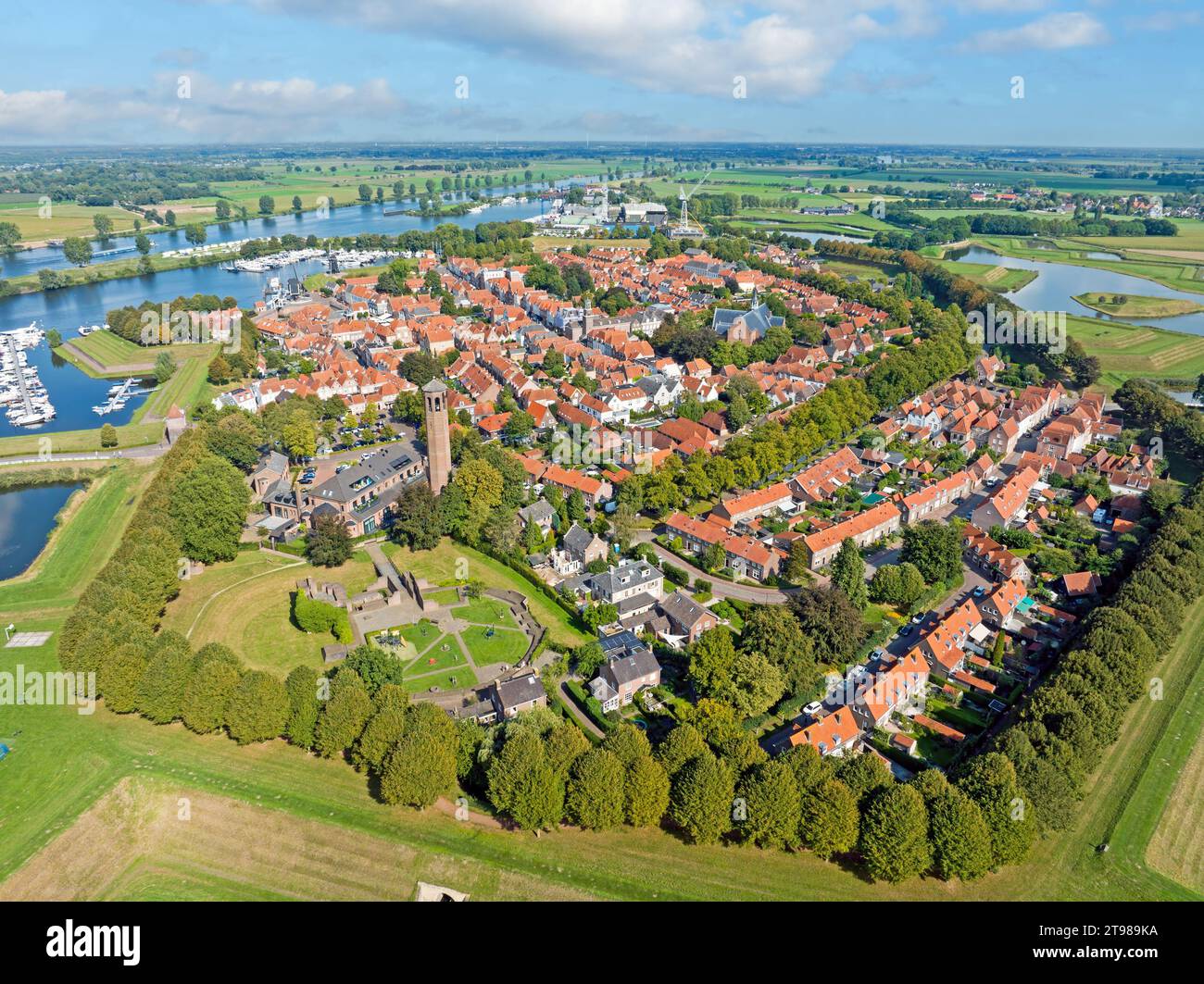 Aerial from the historical city Heusden in the Netherlands Stock Photo ...