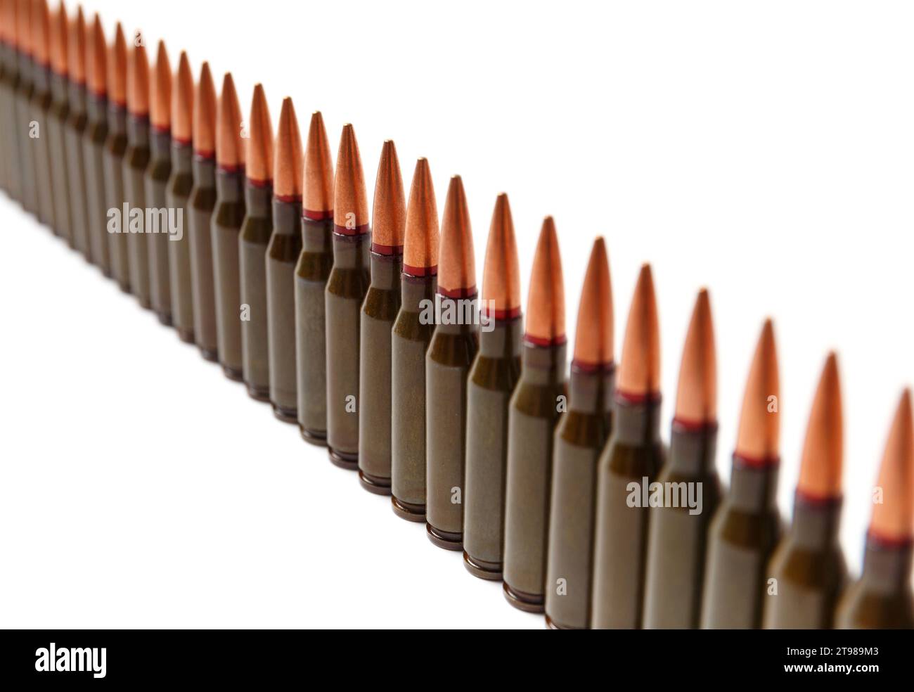 Bullets, military shells, cartridges, ammunition isolated on a white ...