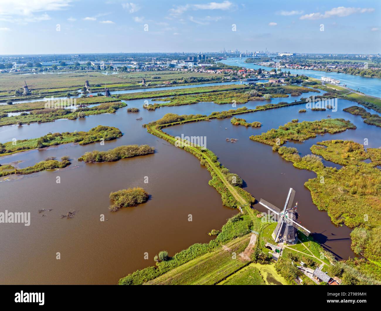 Aerial from windmills at Kinderdijk in the Netherlands Stock Photo - Alamy