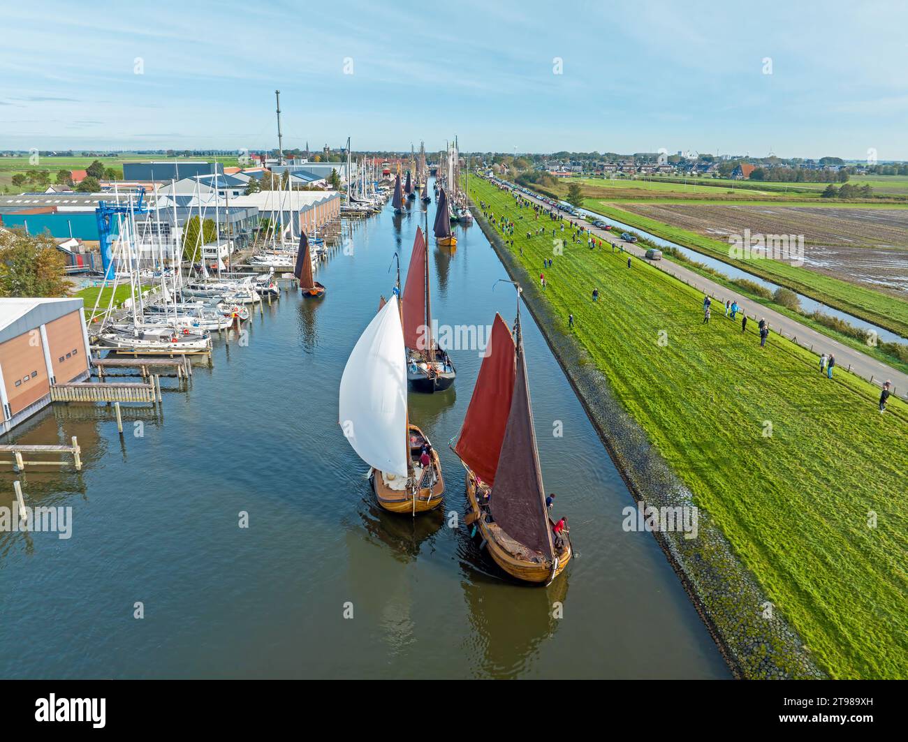Aerial from traditional fishing boats at the Workumer Strontrace in ...