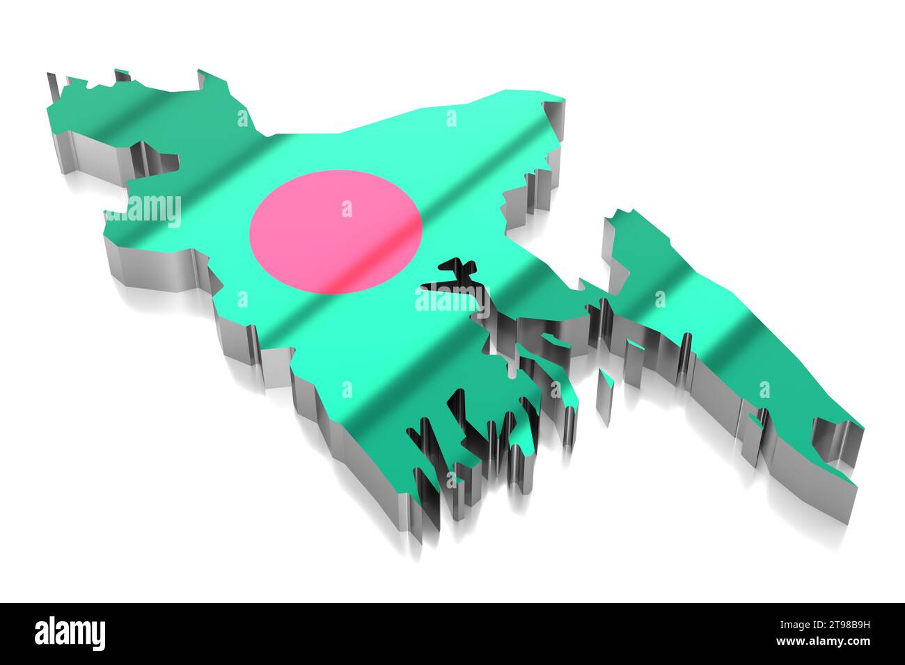 Bangladesh - country borders and flag - 3D illustration Stock Photo - Alamy
