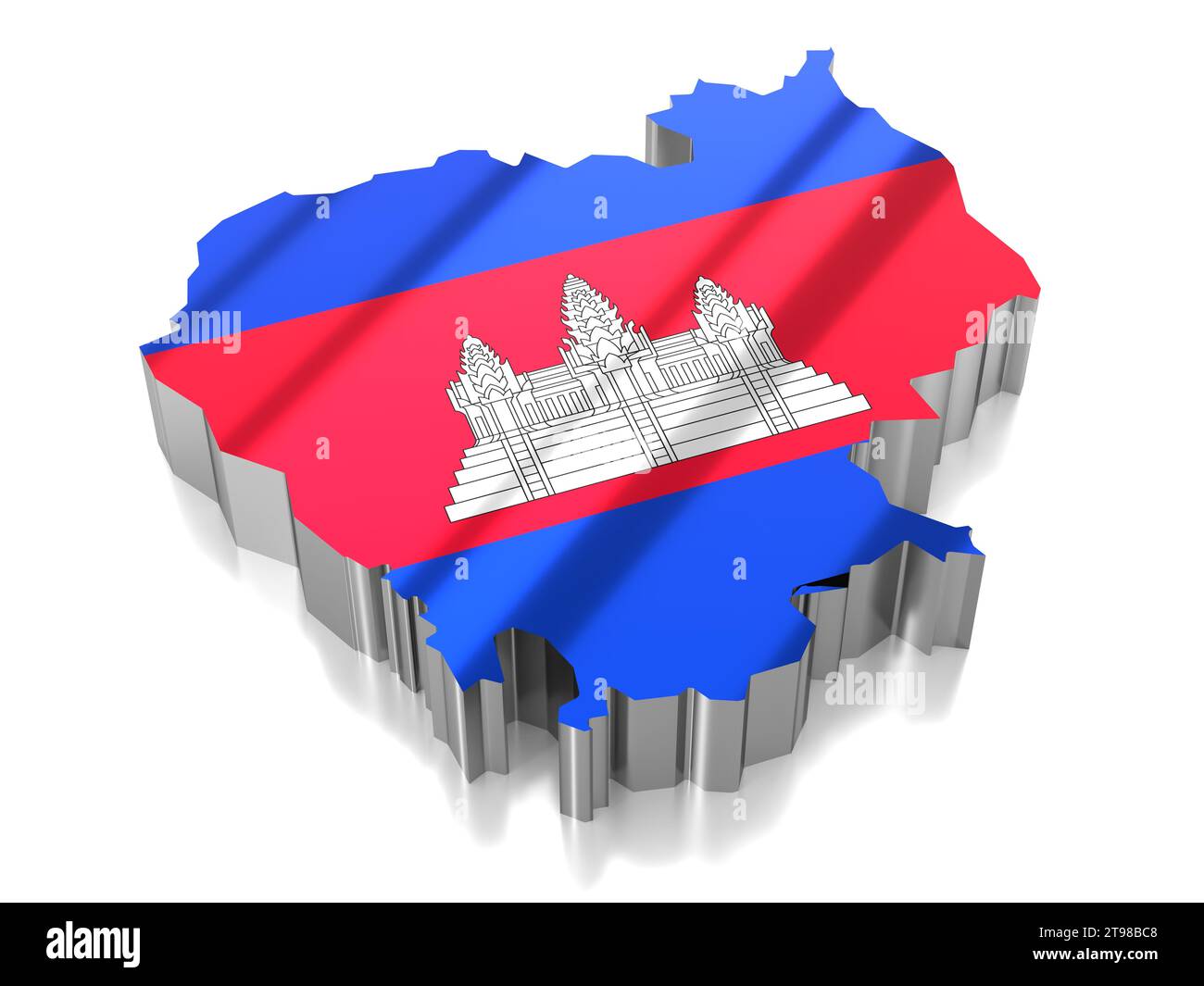 Cambodia - country borders and flag - 3D illustration Stock Photo - Alamy
