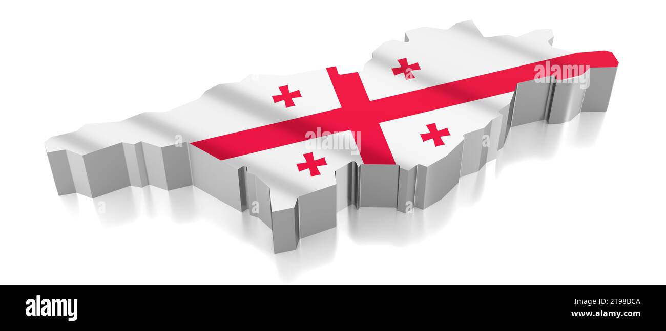 Georgia - country borders and flag - 3D illustration Stock Photo - Alamy