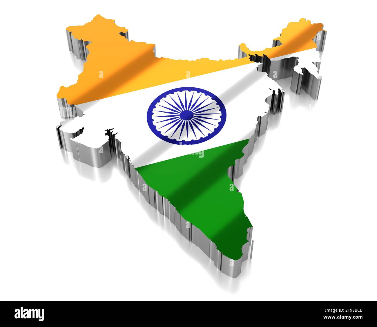 India - country borders and flag - 3D illustration Stock Photo - Alamy