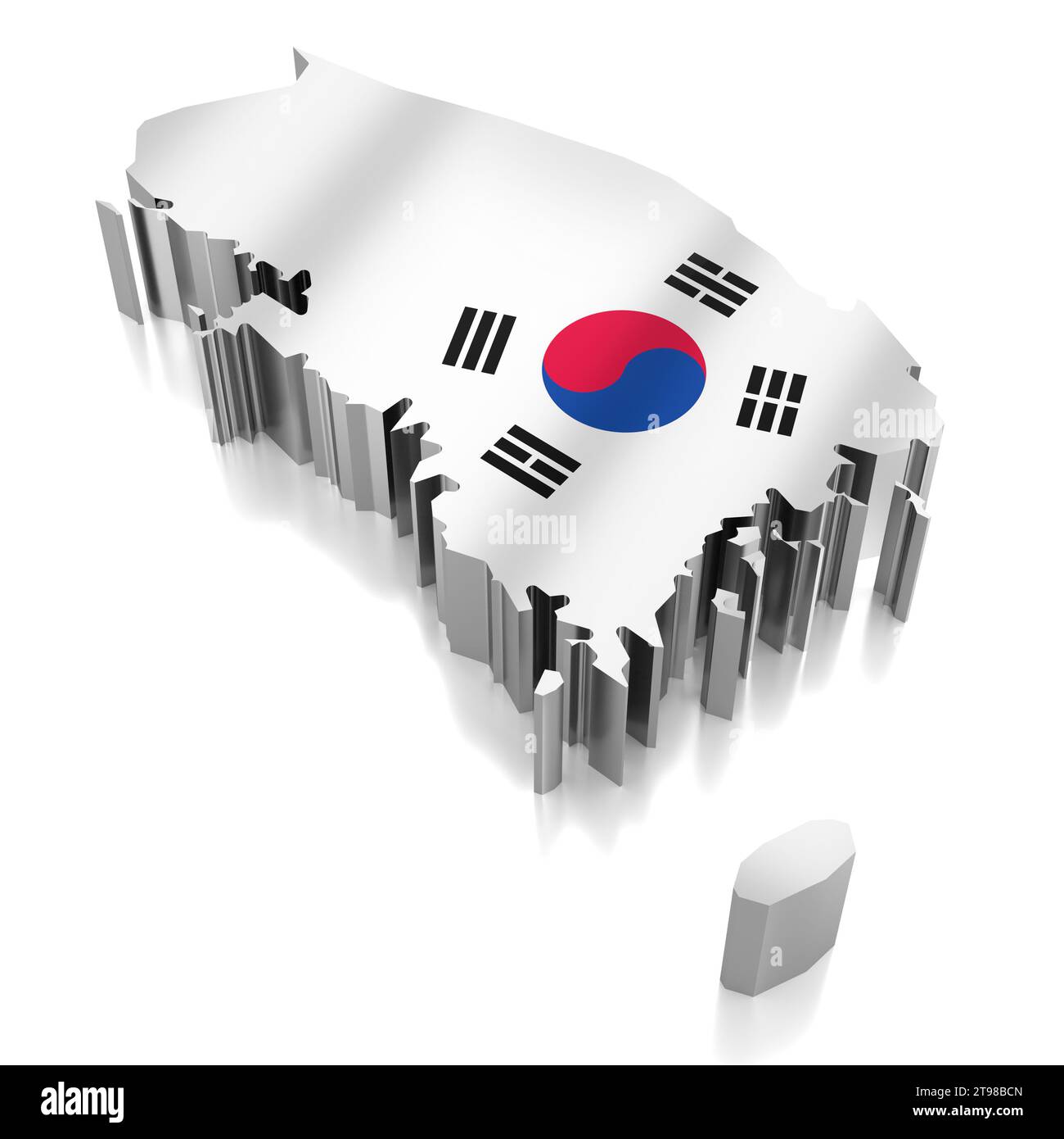 South Korea - country borders and flag - 3D illustration Stock Photo ...