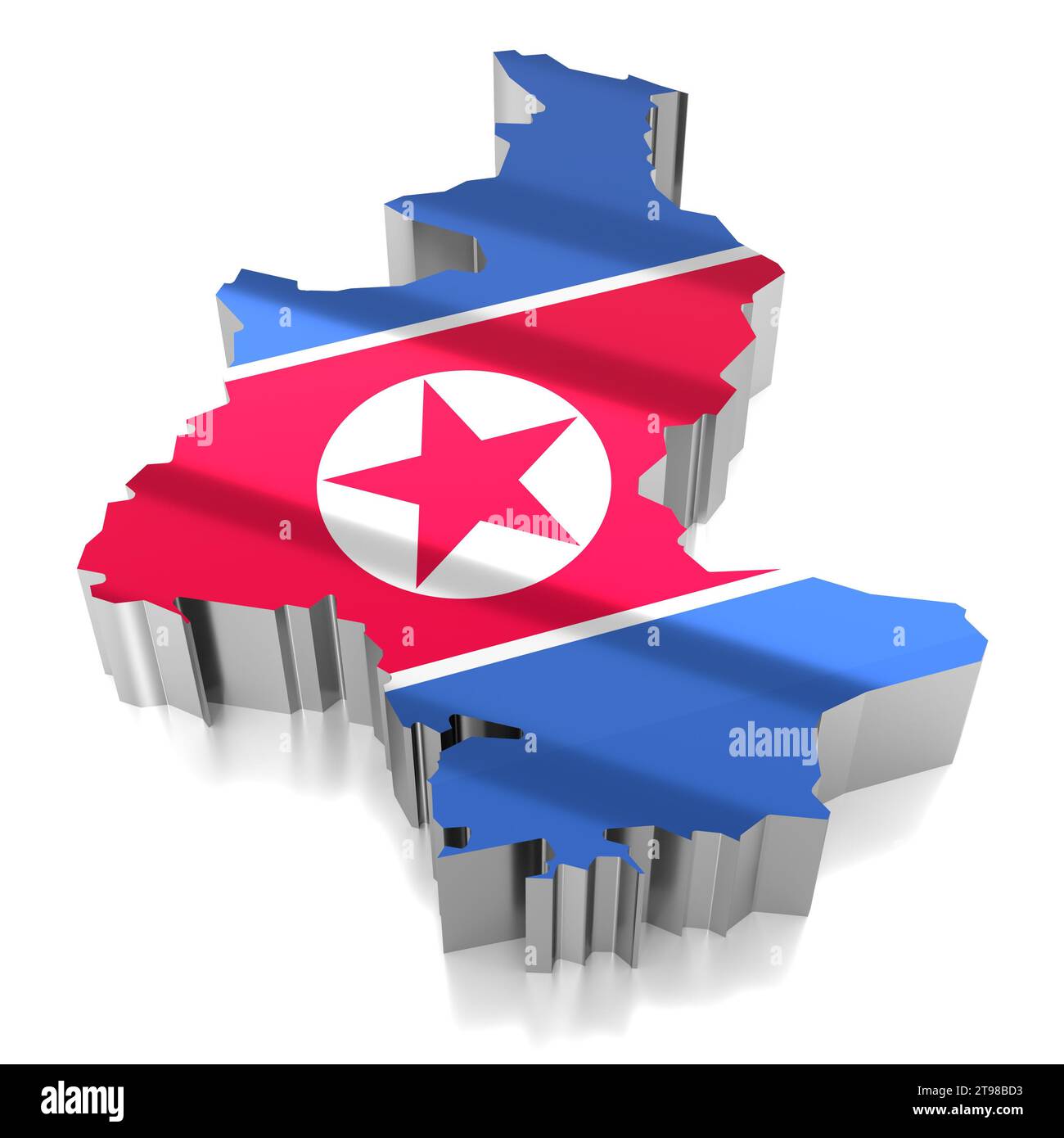 North Korea - country borders and flag - 3D illustration Stock Photo ...