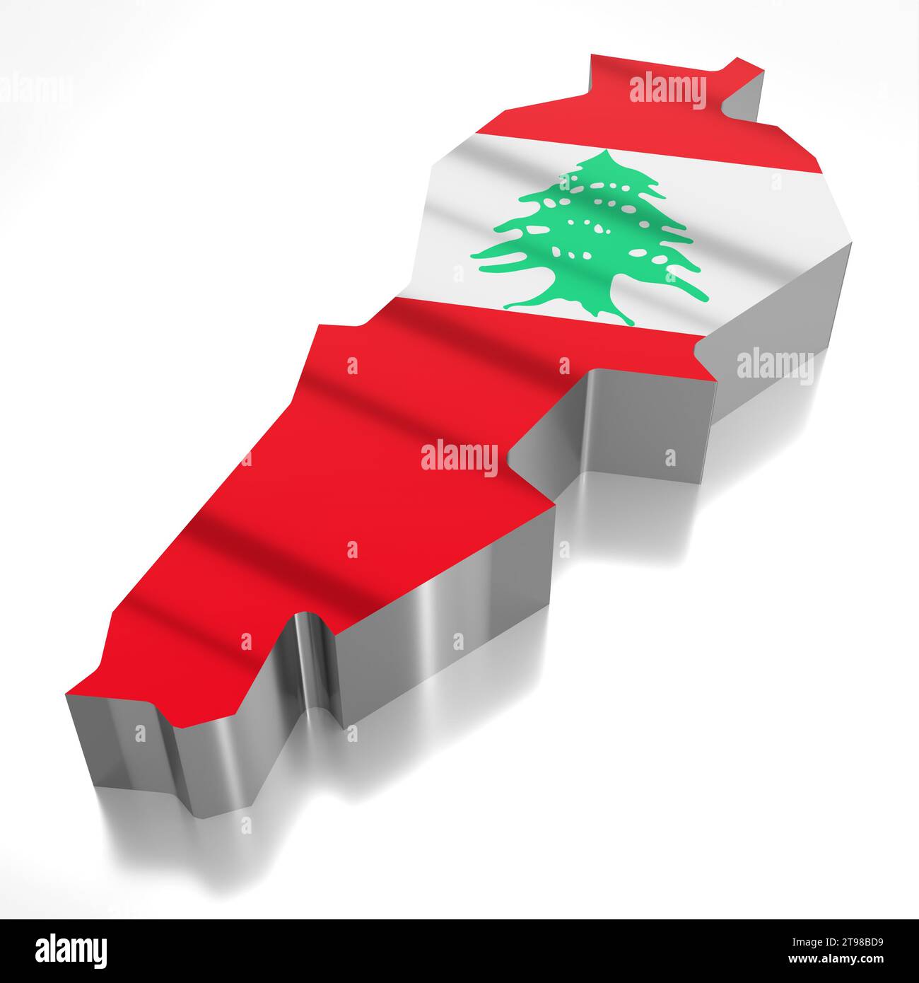 Lebanon - country borders and flag - 3D illustration Stock Photo - Alamy