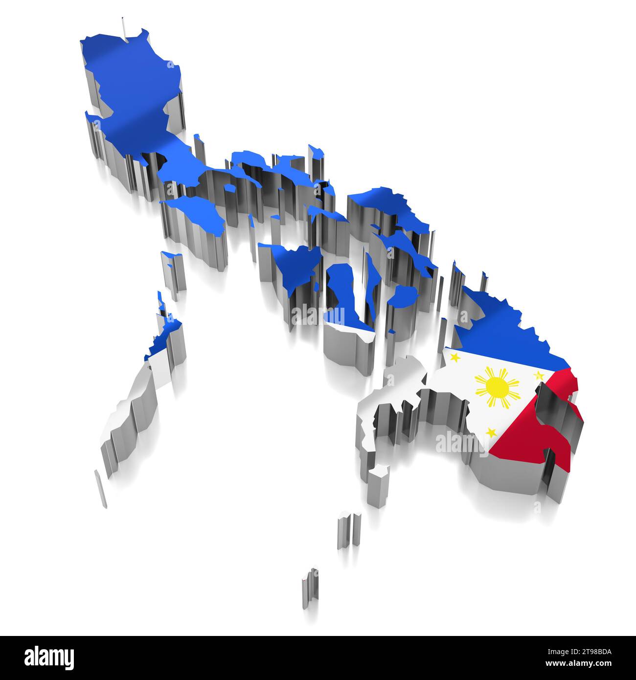 Philippines - country borders and flag - 3D illustration Stock Photo ...