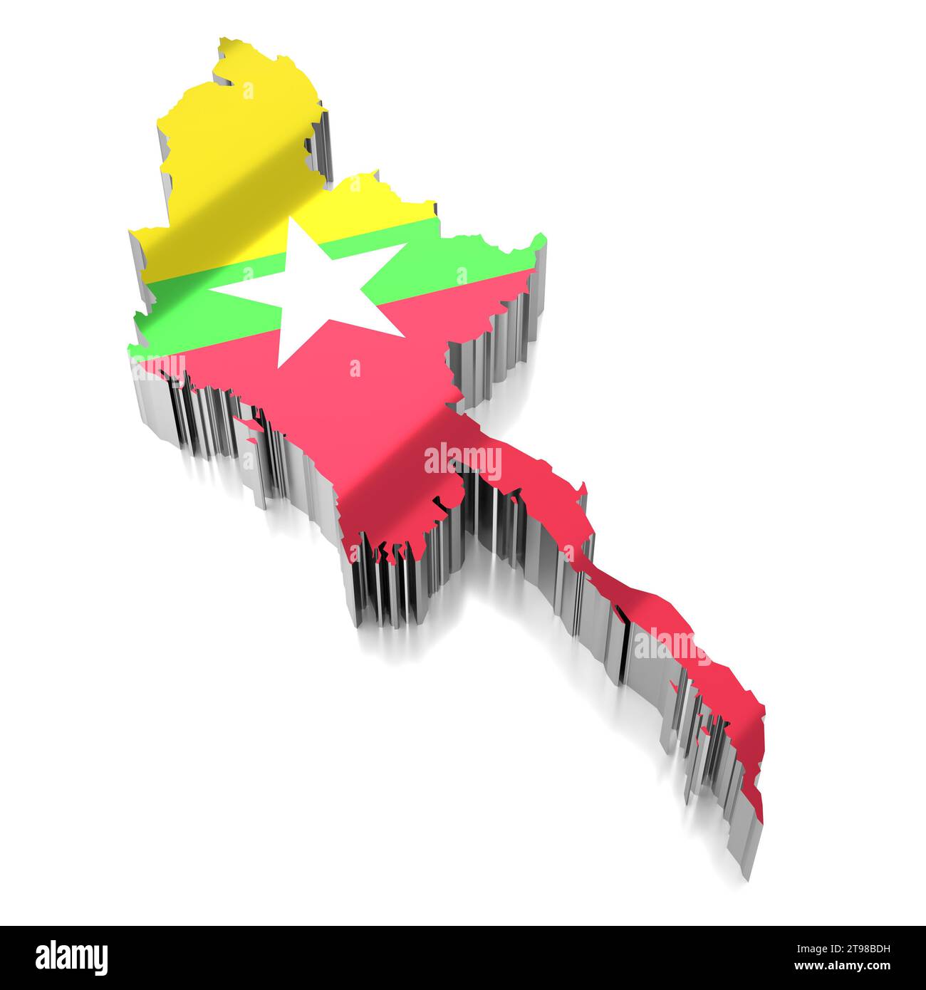 Myanmar - country borders and flag - 3D illustration Stock Photo - Alamy