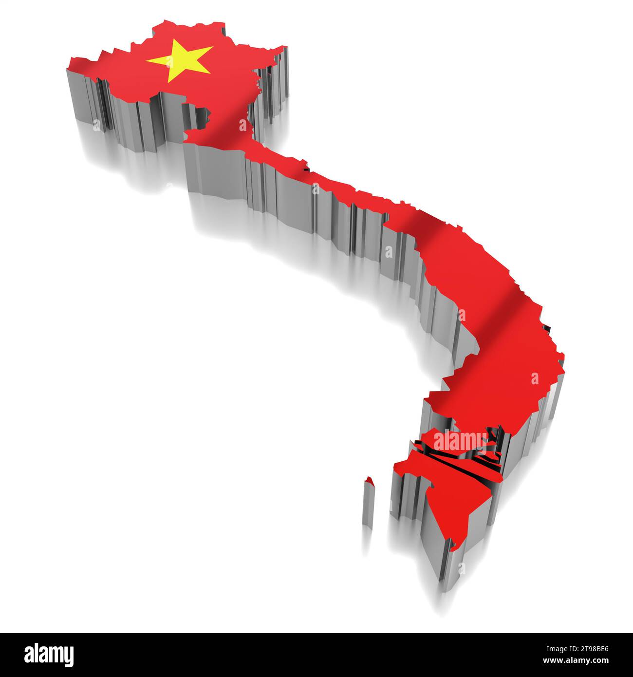 Vietnam - country borders and flag - 3D illustration Stock Photo - Alamy