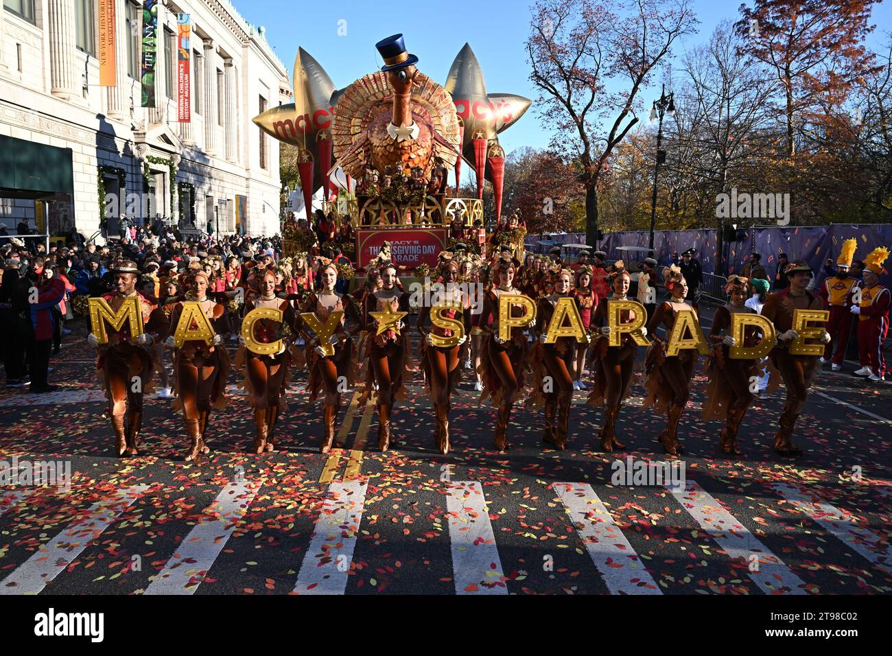A view of the Tom Turkey float at the 2023 Macy's Thanksgiving Day ...