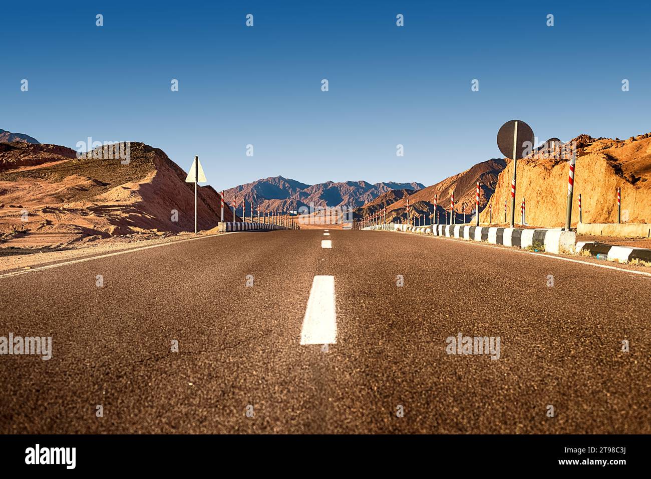 Road in the desert in Egypt. Freeway, highway through the desert Stock ...