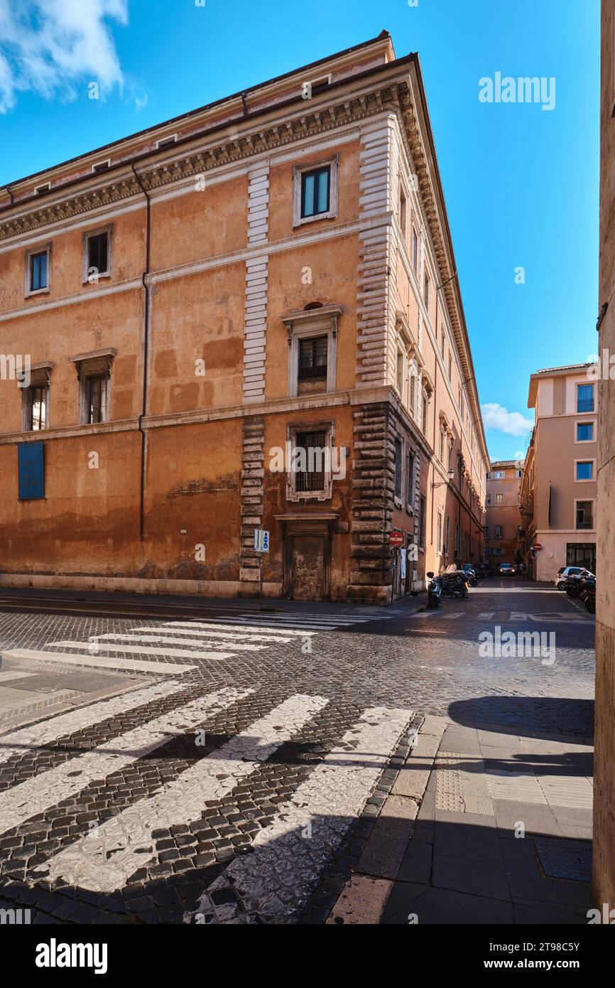 Rome, Italy - October 29 2023: Old Historical Streets and typical roman ...