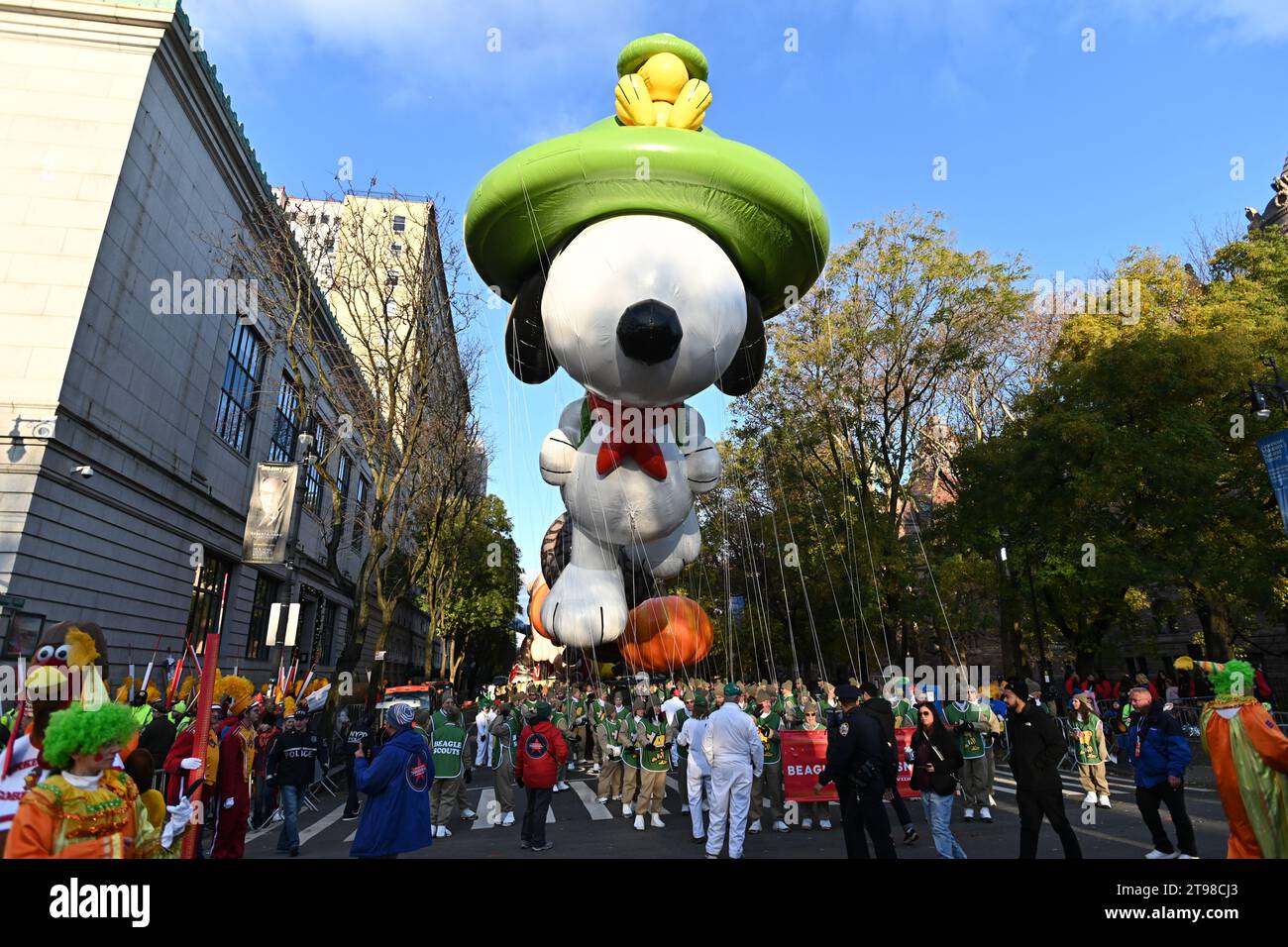 Beagle Scout Snoopy balloon at the 2023 Macy's Thanksgiving Day Parade ...