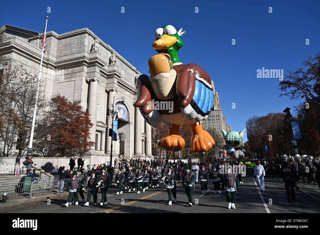 Uncle Dan balloon at the 2023 Macy's Thanksgiving Day Parade on November 23, 2023 in New York ...