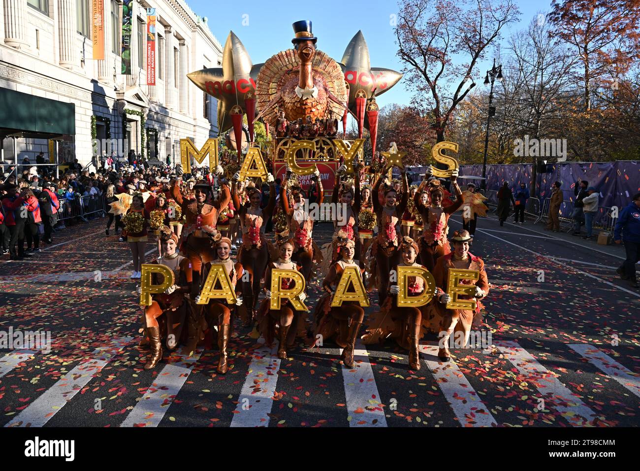 A view of the Tom Turkey float at the 2023 Macy's Thanksgiving Day ...
