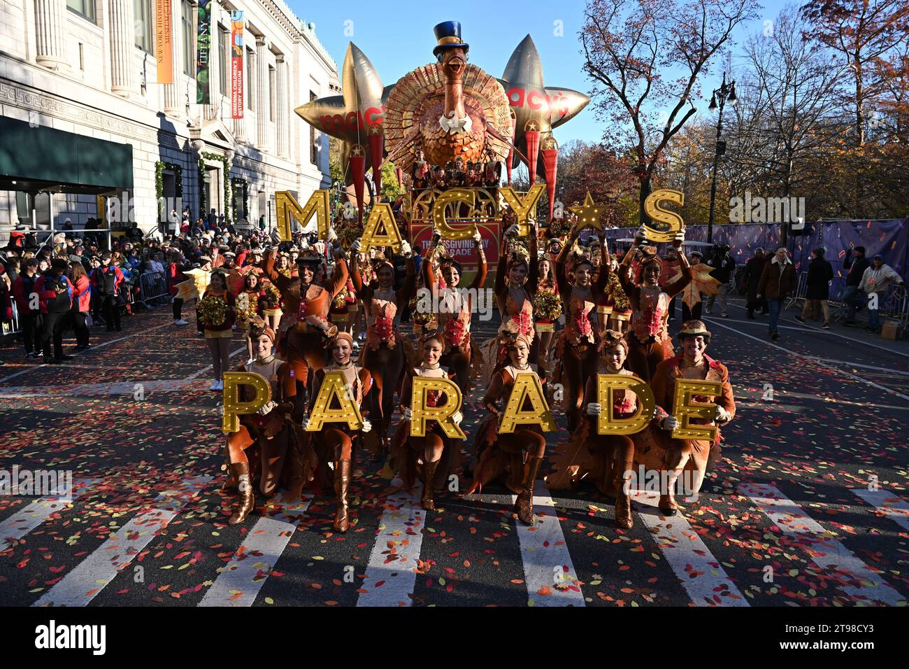 A view of the Tom Turkey float at the 2023 Macy's Thanksgiving Day ...