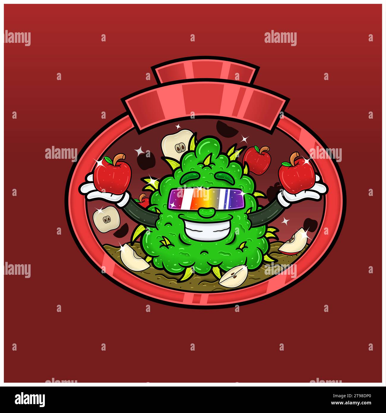 Apple Flavor with Weed Mascot Cartoon. Weed Design For Logo, Label and ...