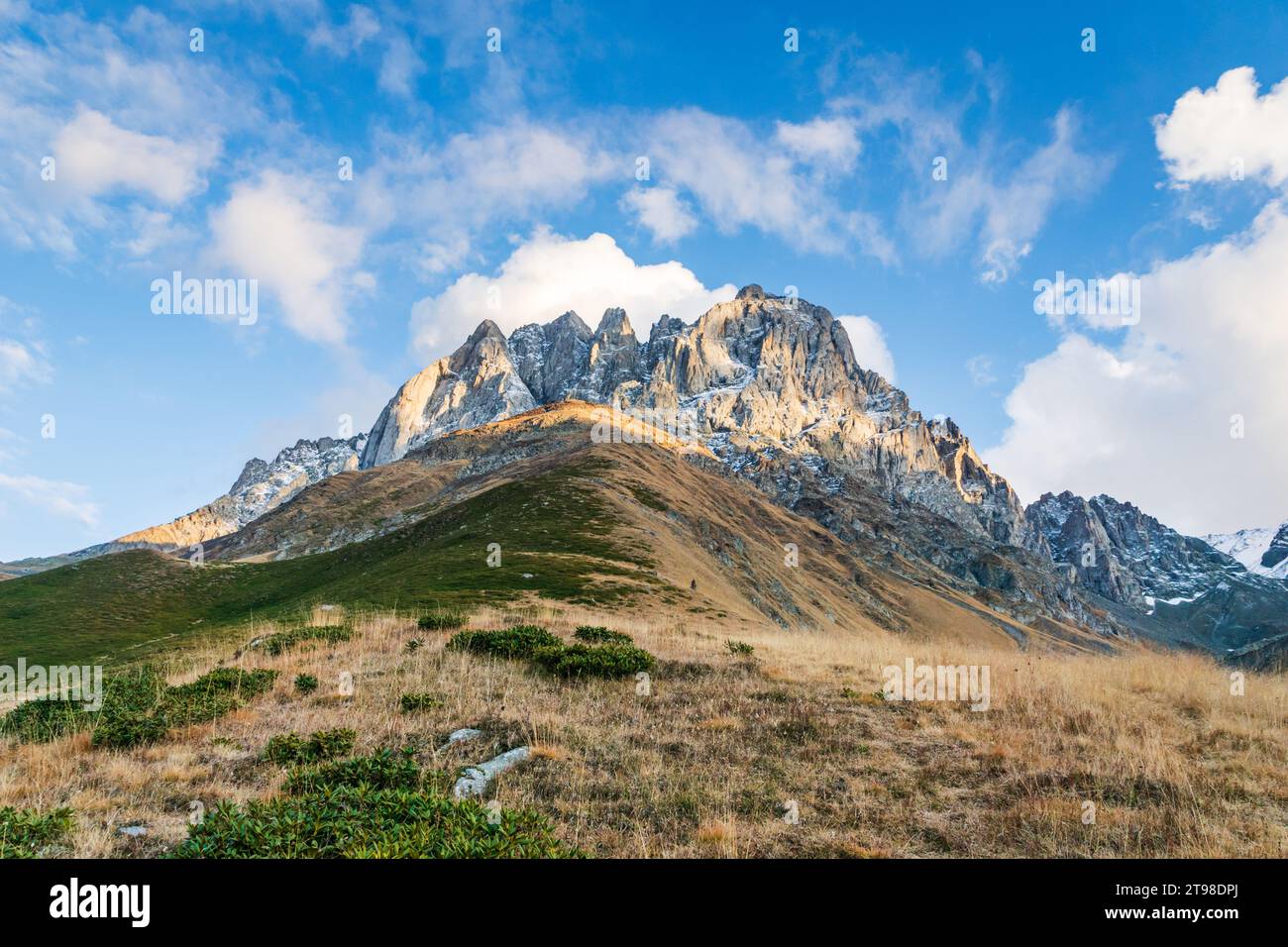 Summer hiking landscape in Georgia, Caucasus. Popular mountain hiking ...