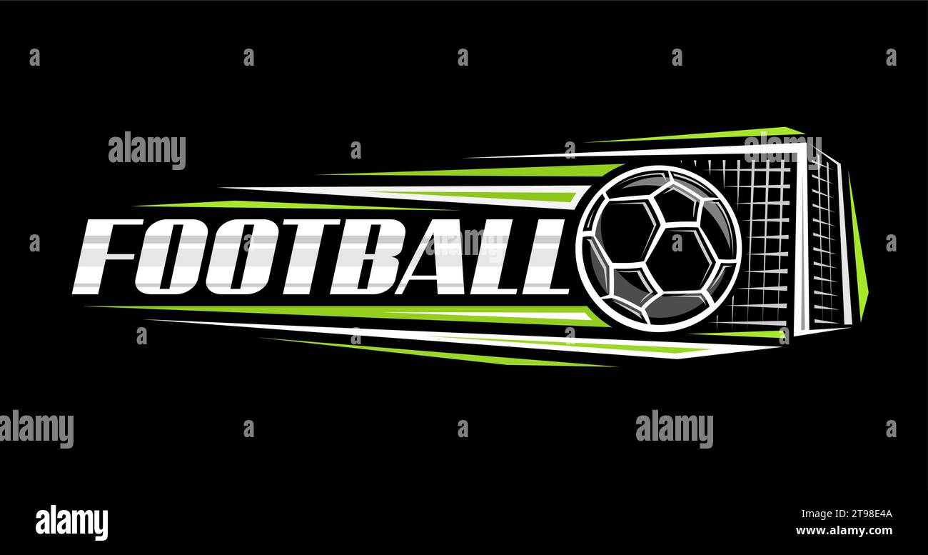 Vector logo for Football, decorative horizontal banner with ...