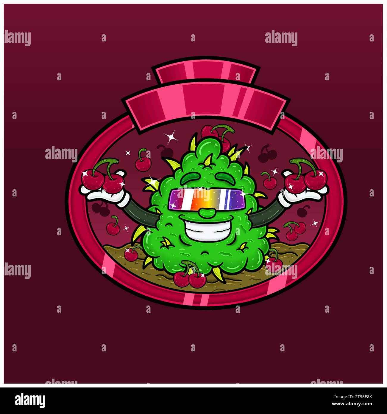 Cherry Flavor with Weed Mascot Cartoon. Weed Design For Logo, Label and ...