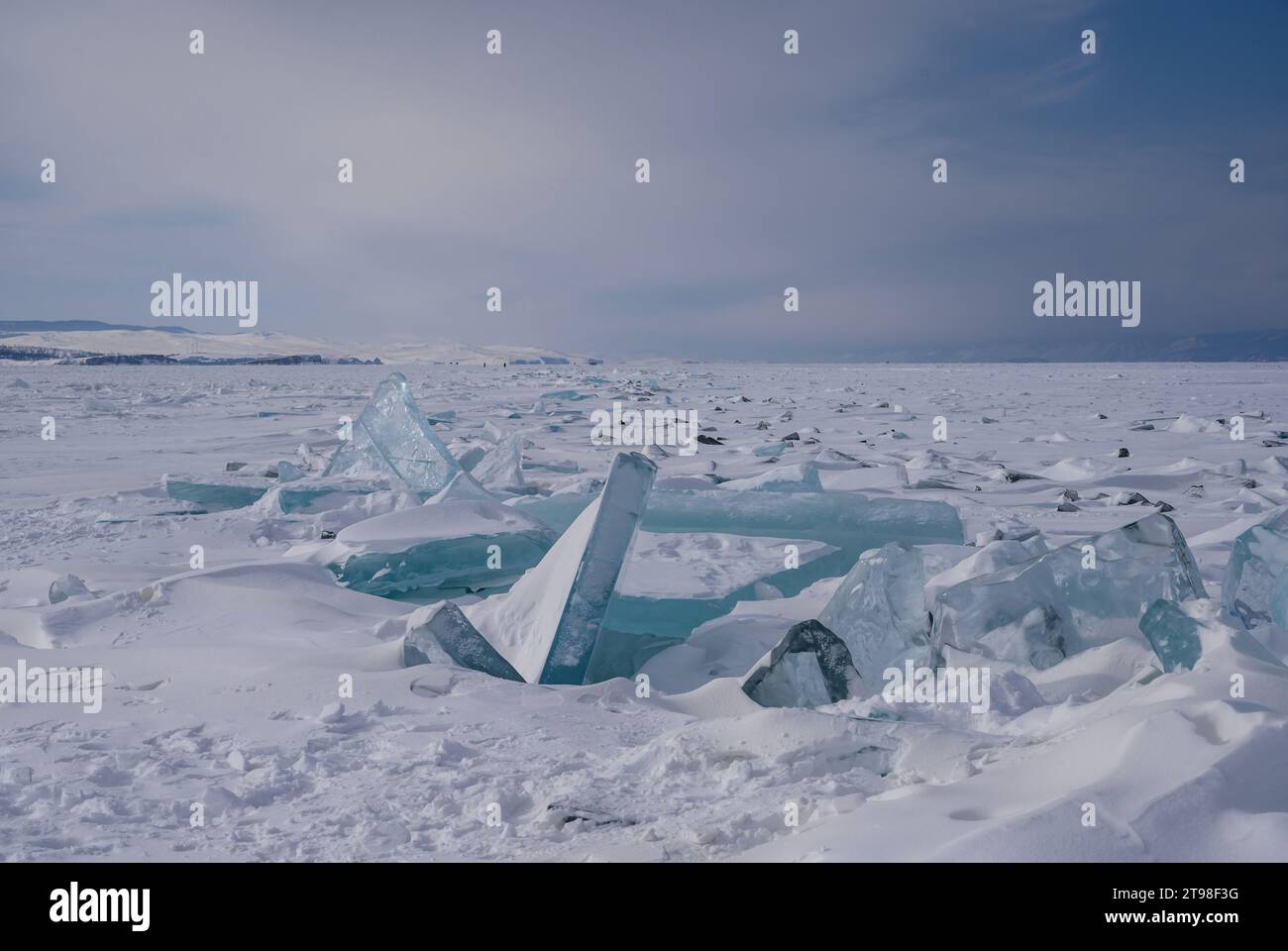 Ice hummock on the ice of lake Baikal. On the ice of Lake Baikal ...