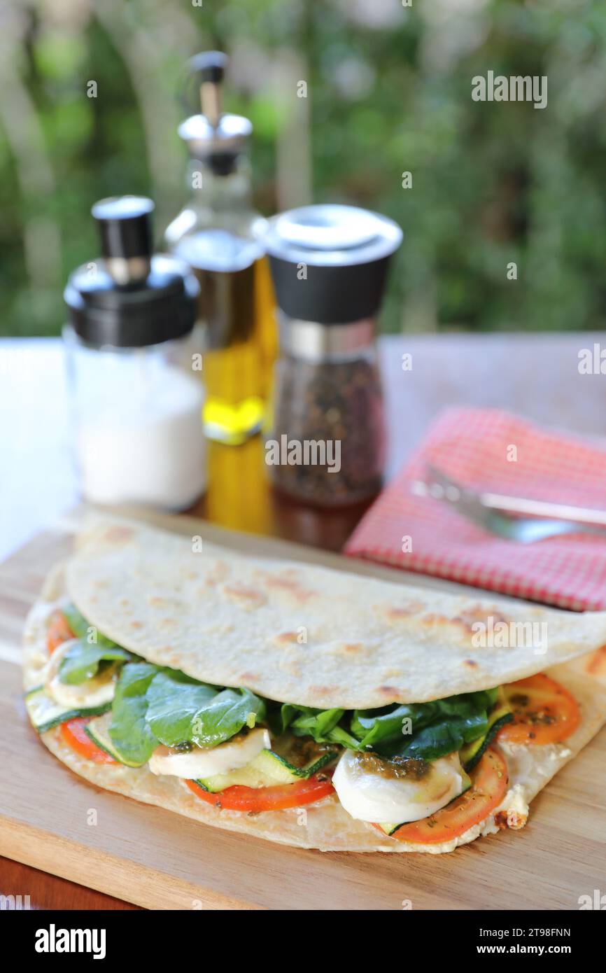 Italian cuisine , Piadina with Italian ham and cheese Stock Photo - Alamy
