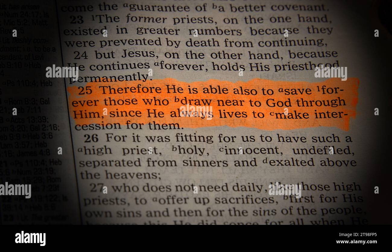 Open holy bible highlighted hi-res stock photography and images - Alamy