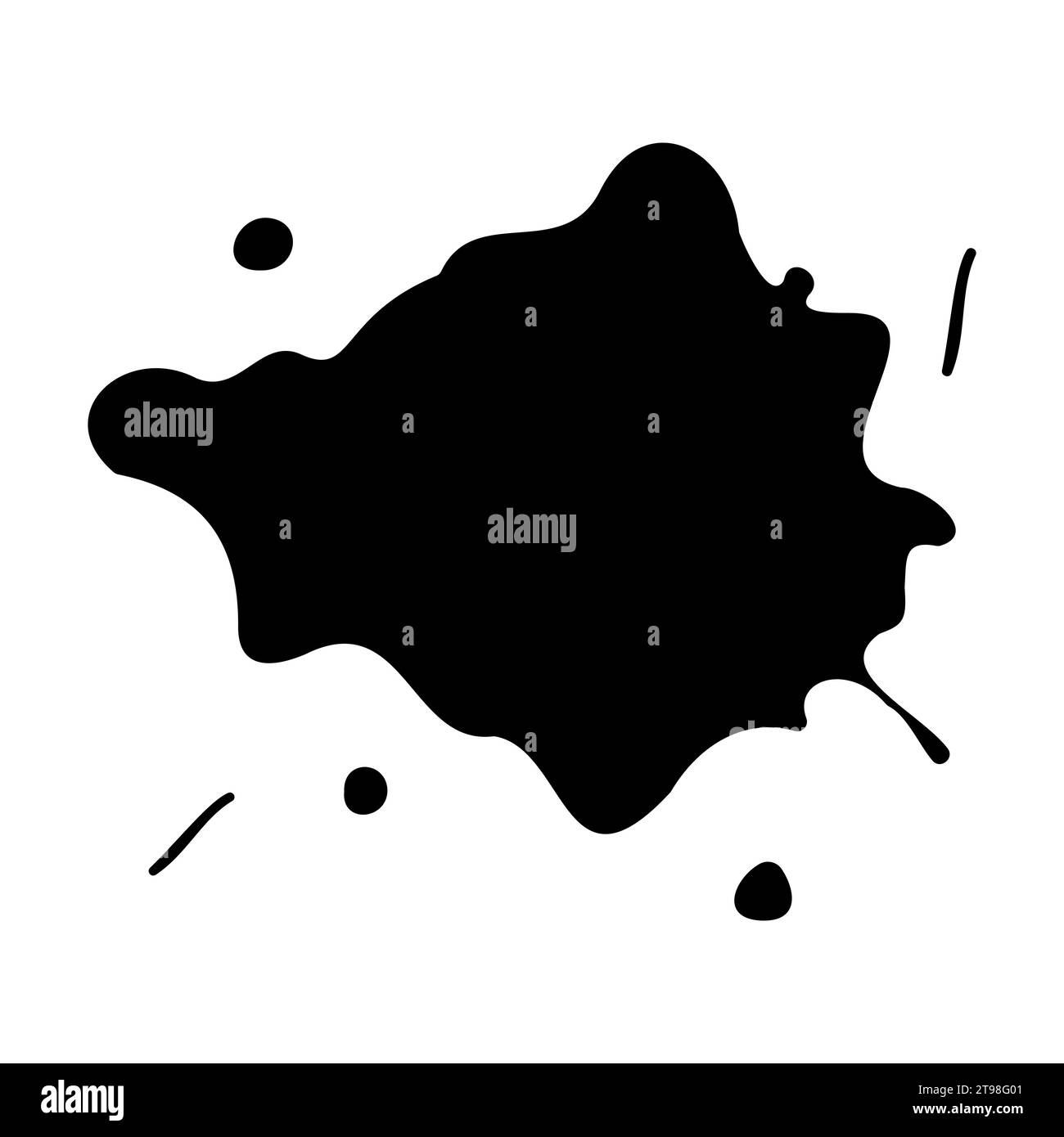 Ink blot. Abstract stain with drops and splashes. Black paint splatter ...