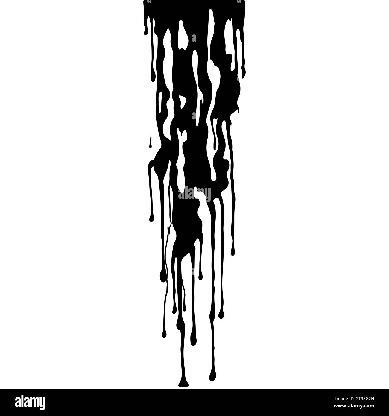 Abstract Dripping Paint. Black ink flows down in long streams and drops ...