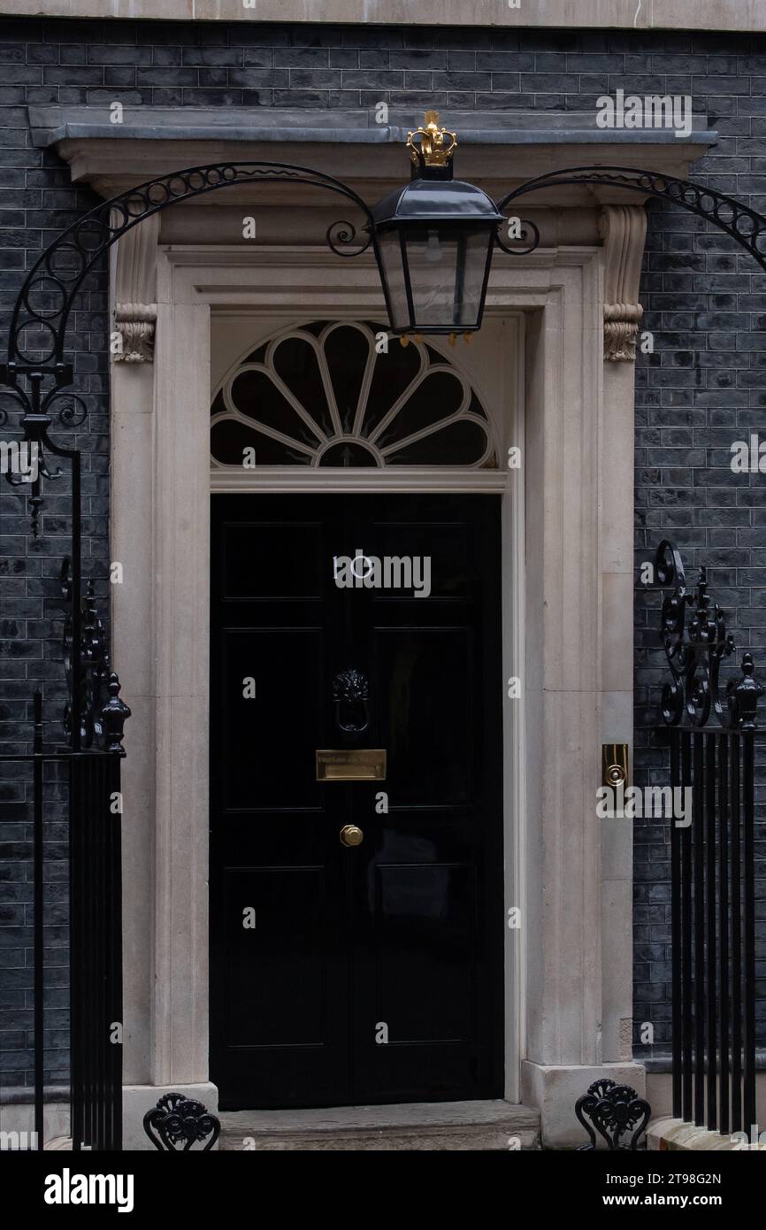 Whitehall, London, UK. 22nd November, 2023. The famous black door at No ...