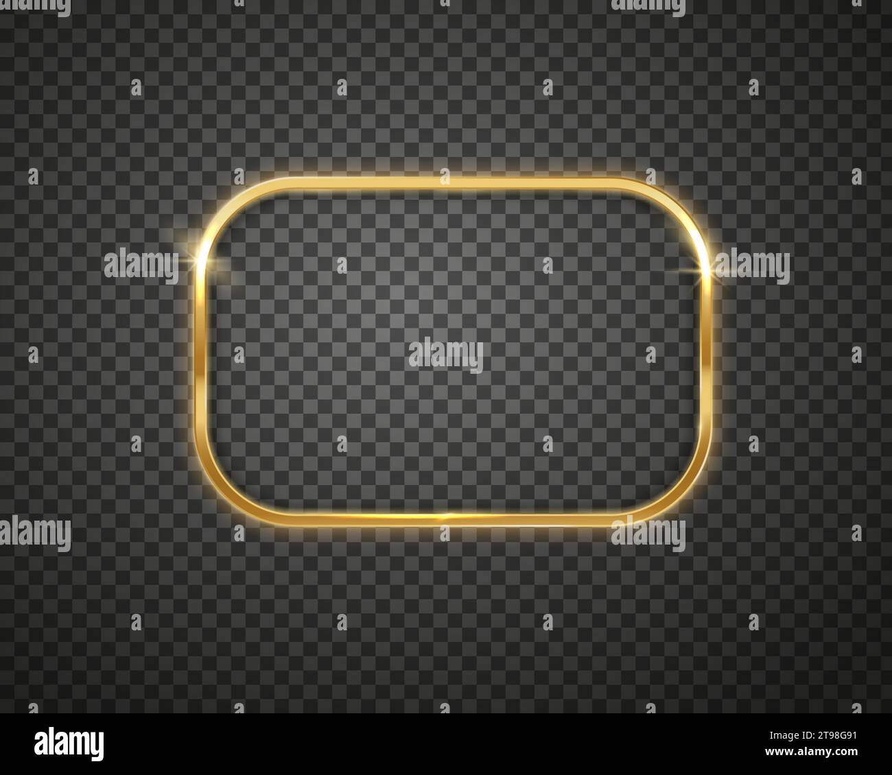 Gold Metal Rectangular glossy Frame with shadow. Realistic vector ...