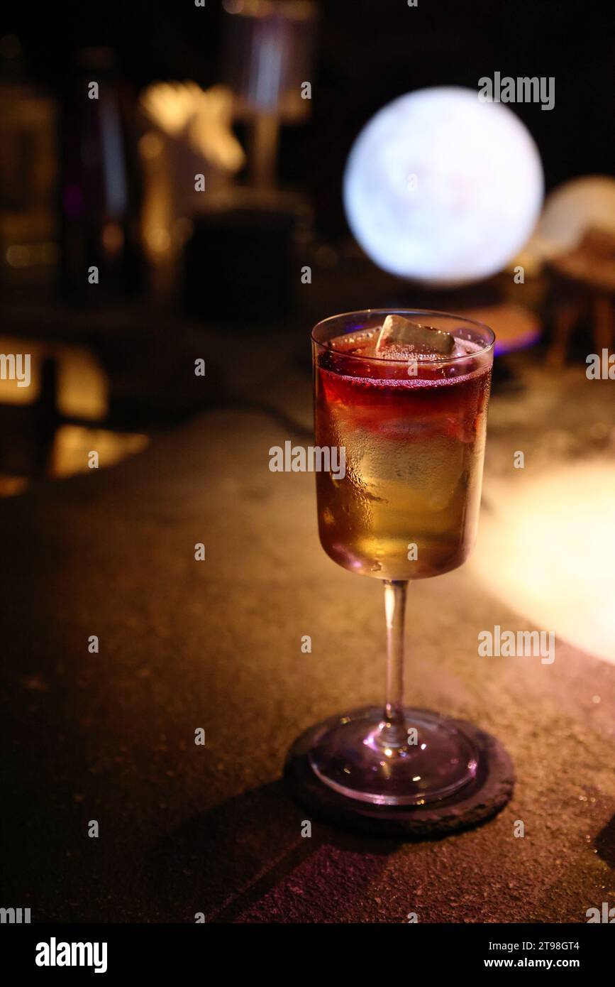 pink rose cocktail drink in bar Stock Photo - Alamy