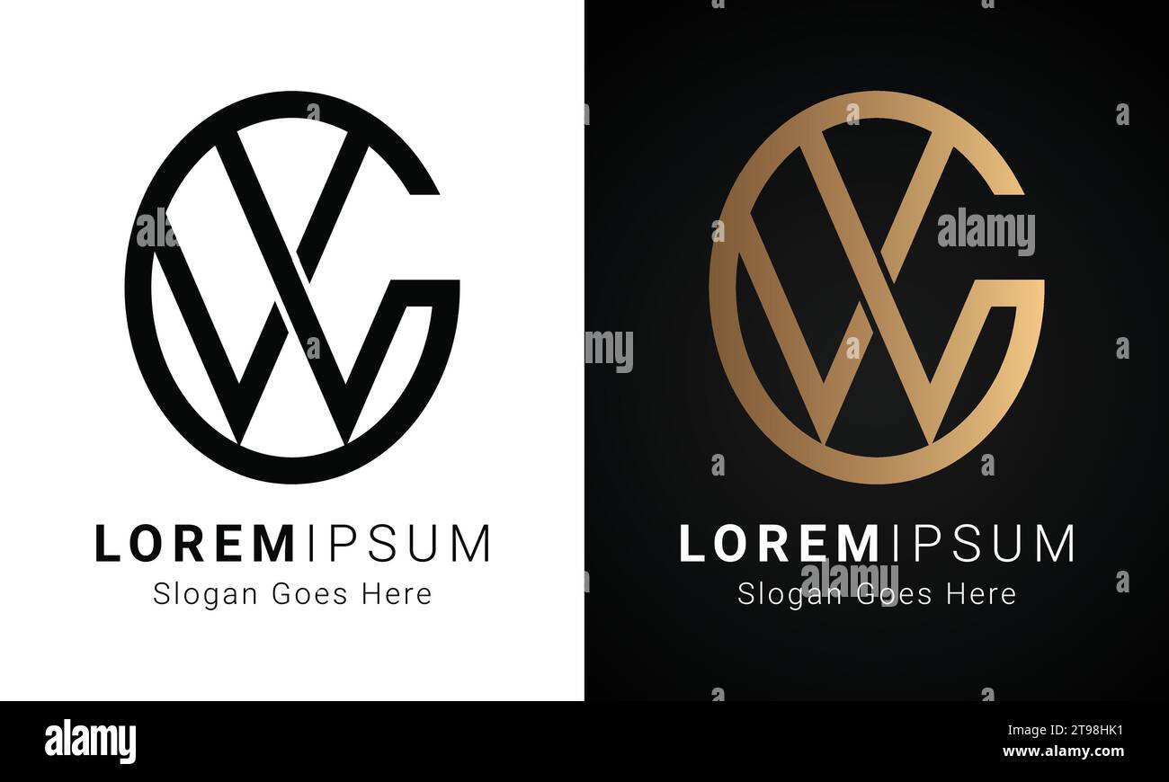Luxury Initial WG or GW Monogram Text Letter Logo Design Stock Vector ...