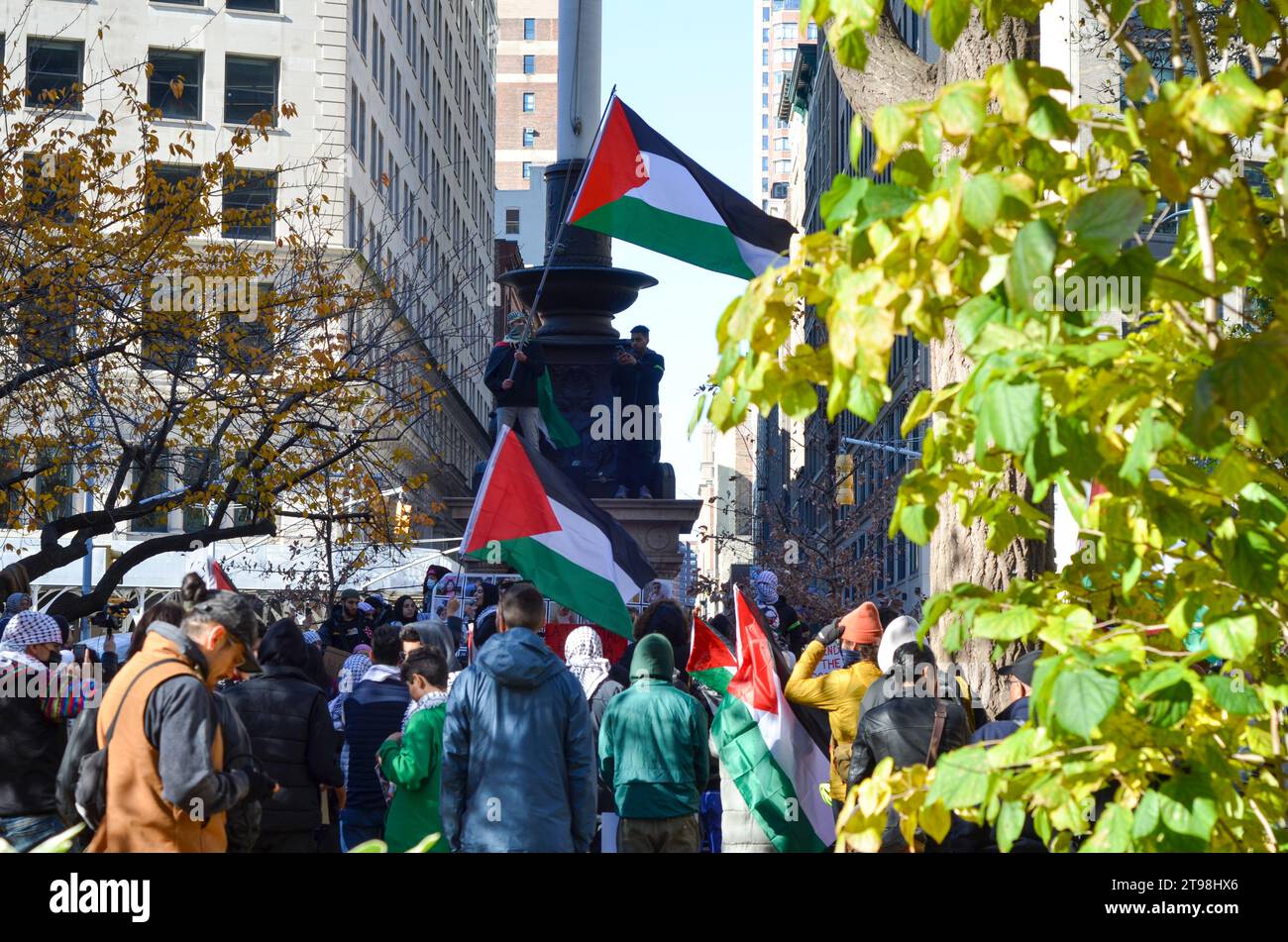 New York City, United States. 23rd November, 2023. Demonstrators are ...