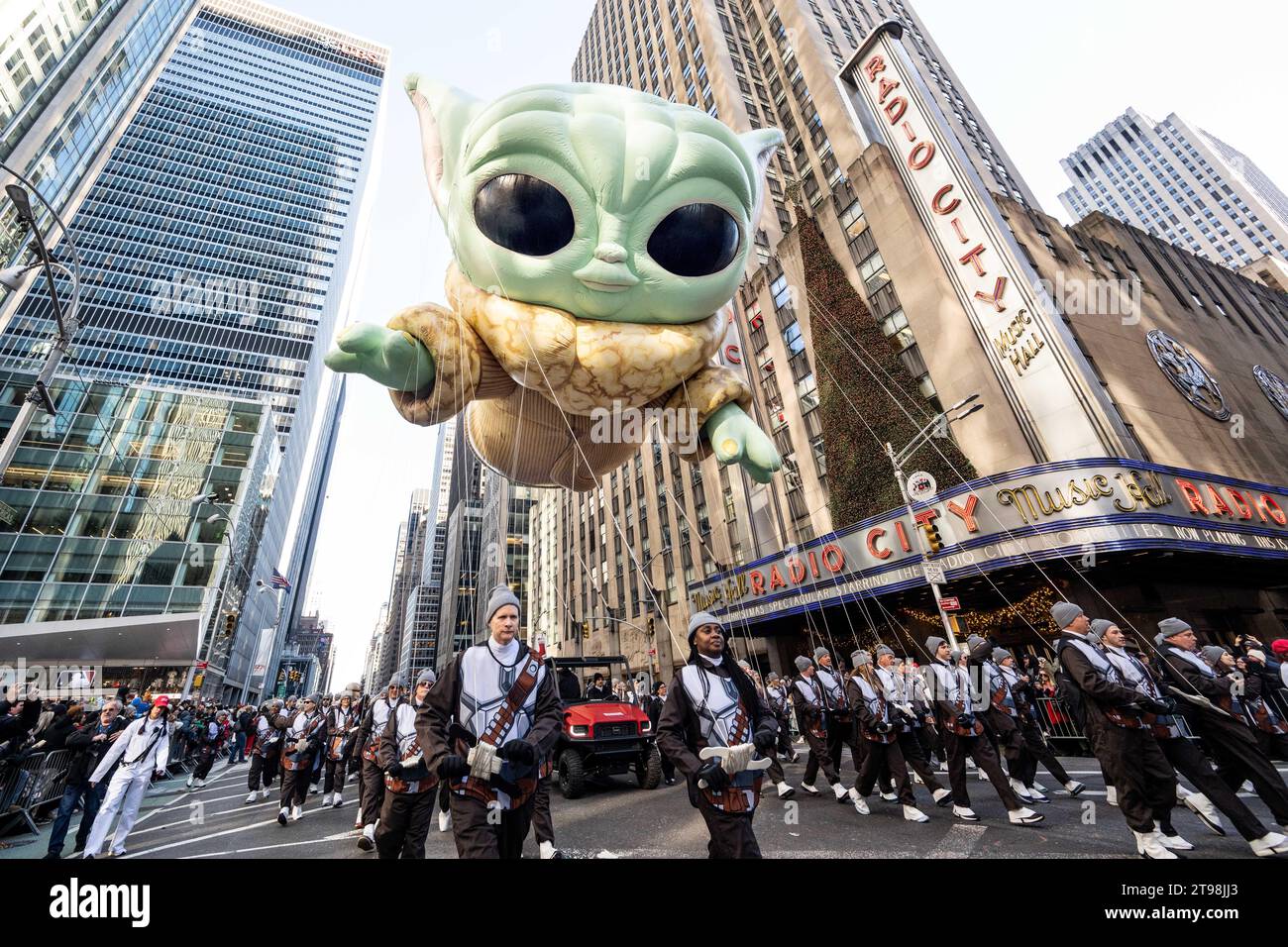 New York City, United States. 23rd Nov, 2023. The Grogu balloon on ...