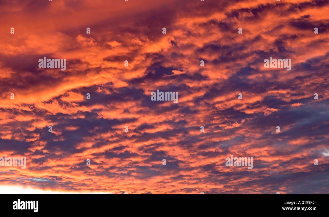 dramatic Red clouds for pattern background. A burning sky in a horror ...