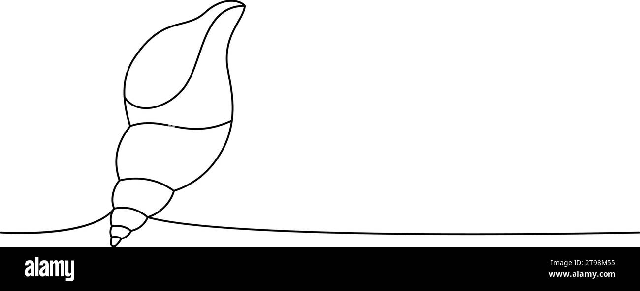 Seashell one line continuous drawing. Tropical underwater shell ...