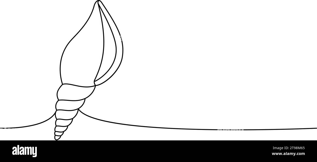 Underwater shell one line continuous drawing. Tropical underwater shell ...