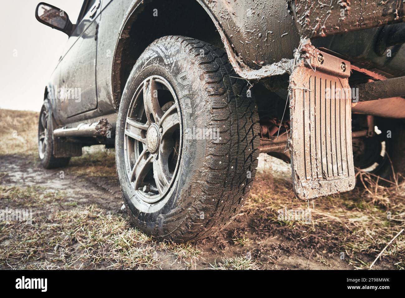 Ryazan, Russia - November 15, 2023: Close-up of the rear wheel of a ...