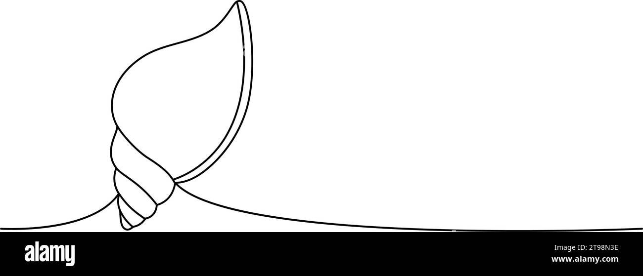 Sea shell one line continuous drawing. Tropical underwater shell ...