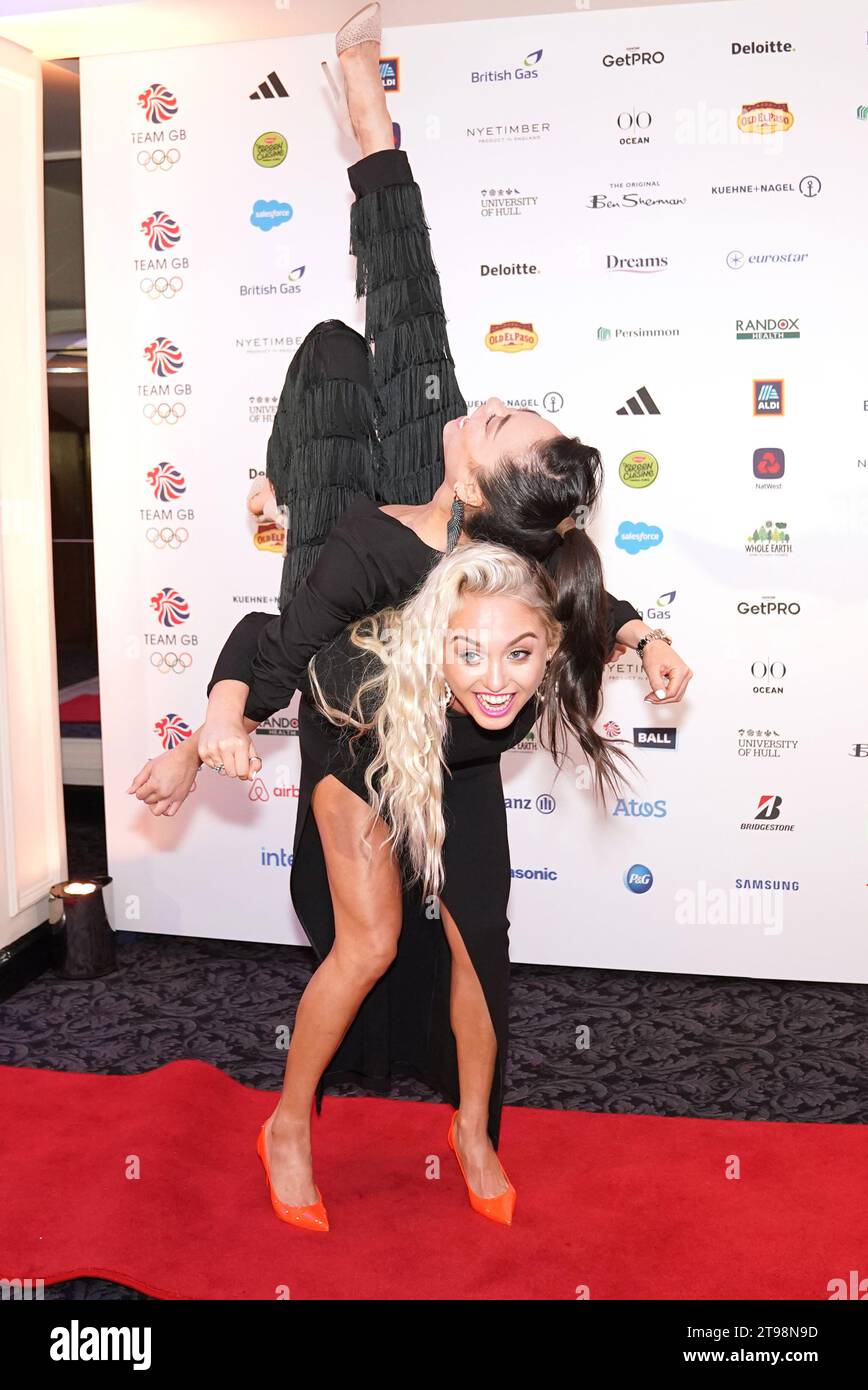 Katya Jones (top) and Aimee Fuller arrives for the 2023 Team GB Ball at ...